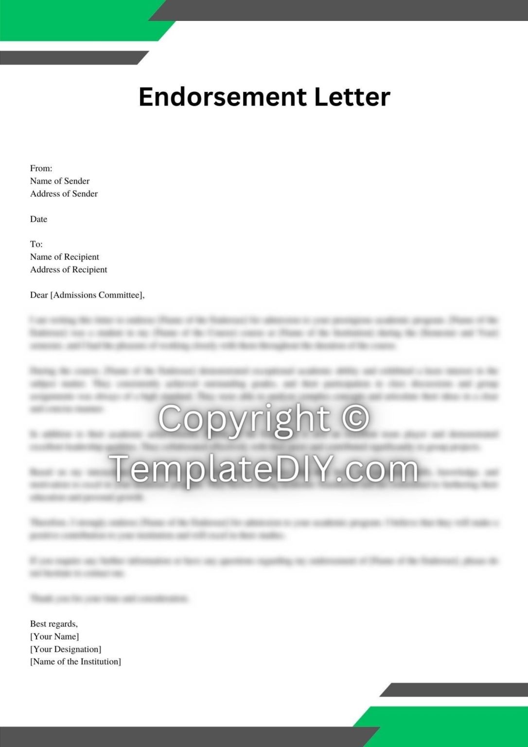 Academic Endorsement Letter Sample with Examples [Word]