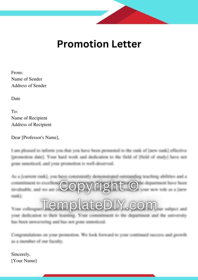 Academic Promotion Letter Sample & Template [Word]
