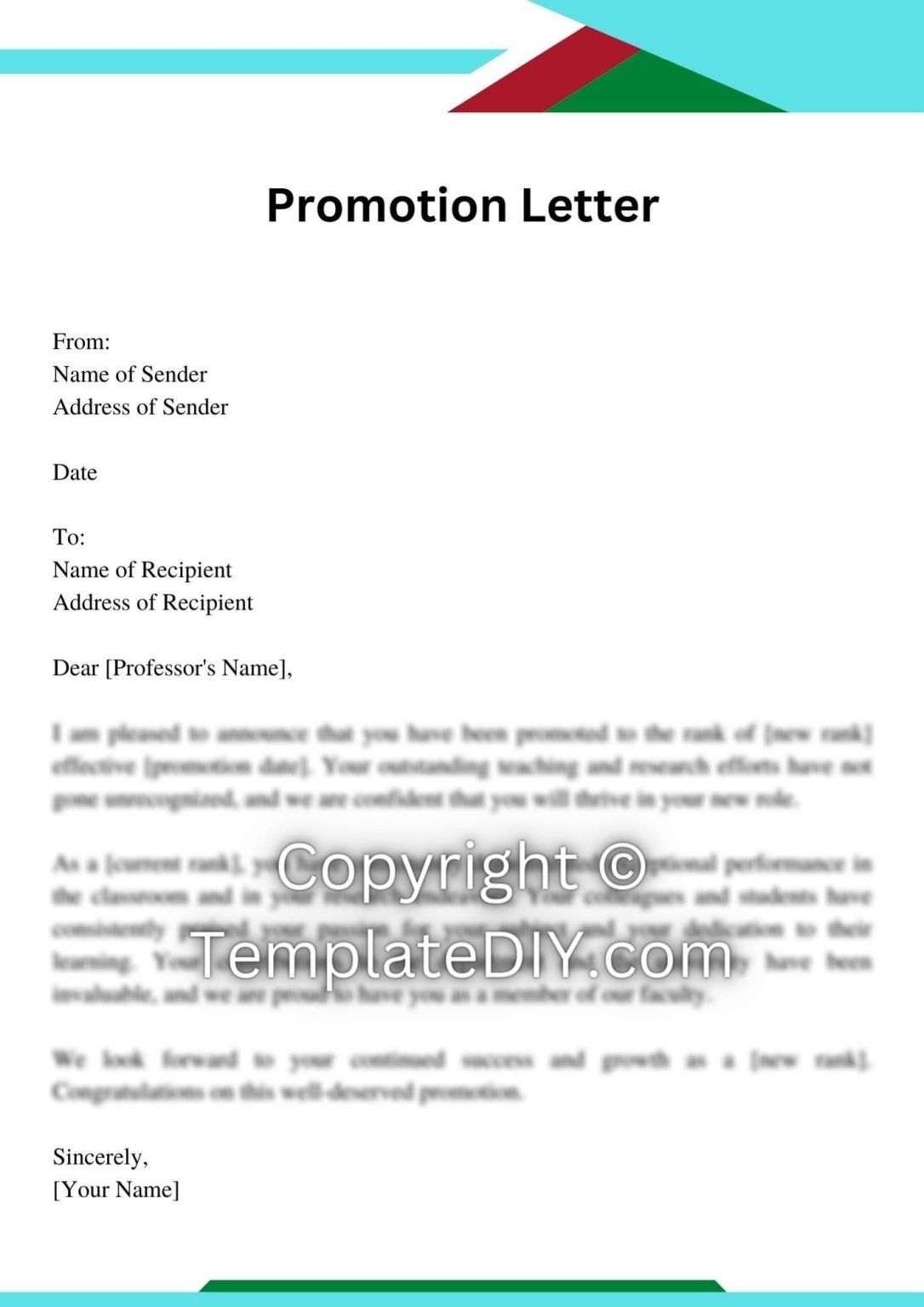 Academic Promotion Letter Sample & Template [Word]