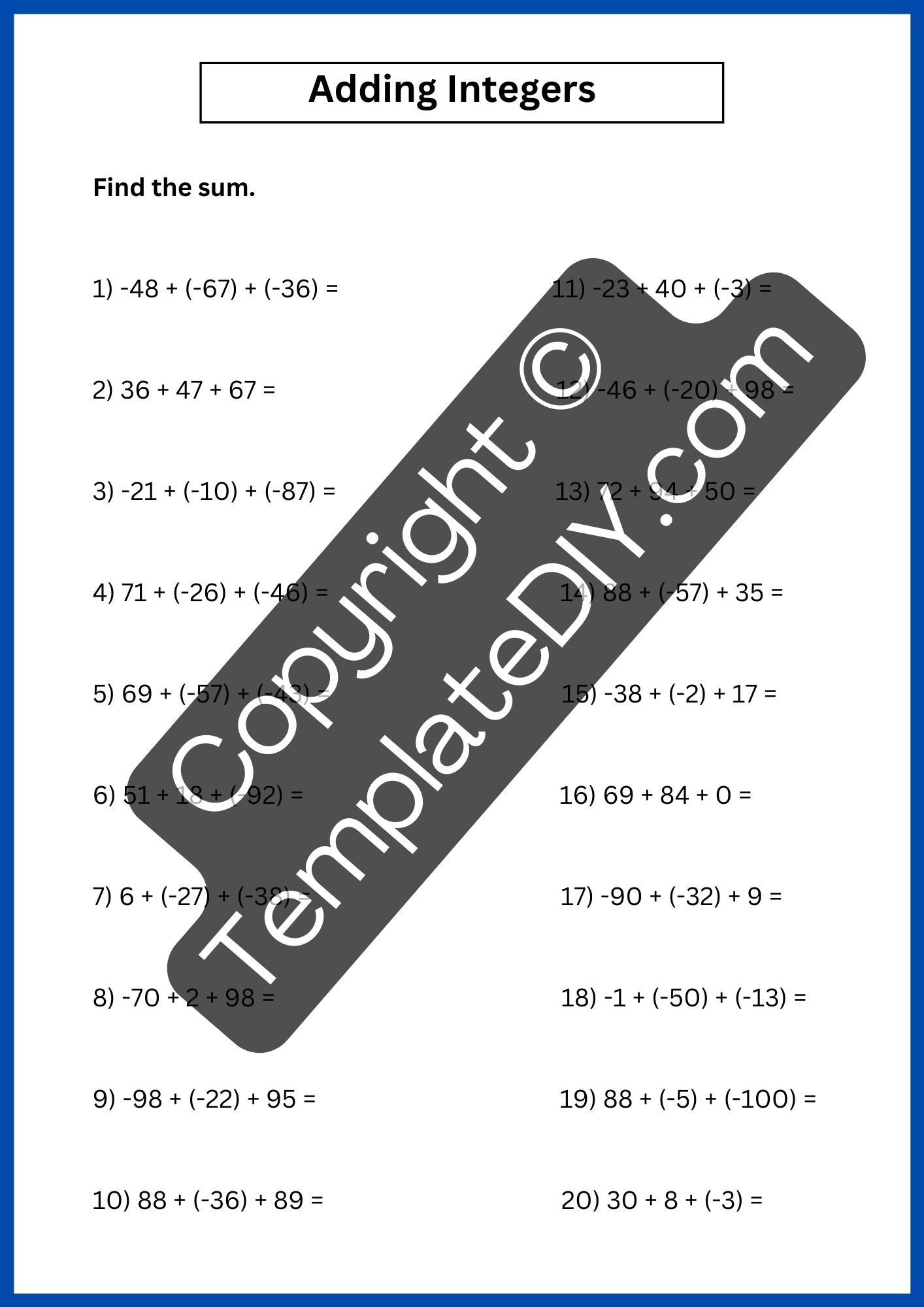 Fun Integer Worksheets Adding Retailer Integers Worksheets Graphic By