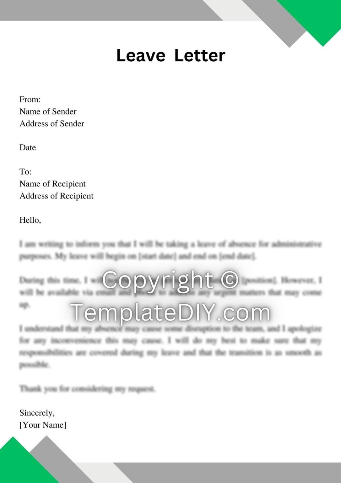 Administrative Leave Letter Template | Editable Word Format