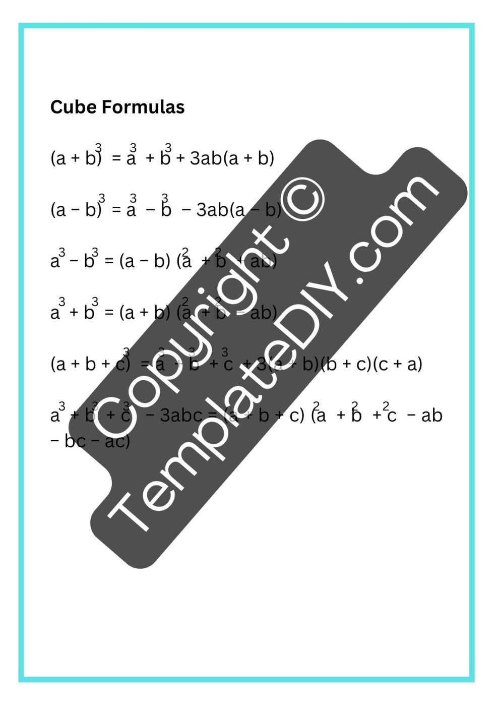 Algebra Formula Chart - Download in PDF & Word | Templatediy