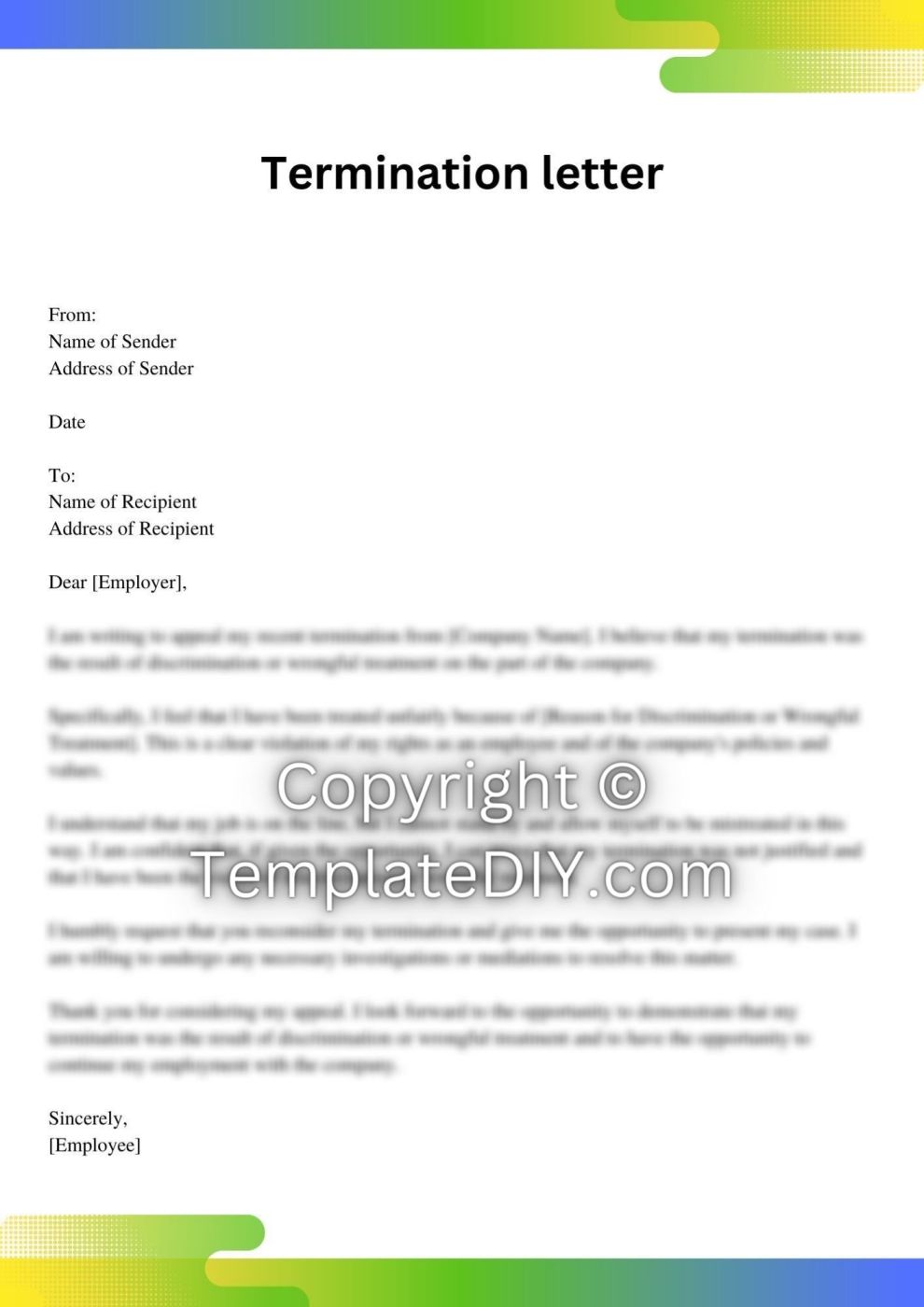 Appeal Letter for Job Termination Sample with Examples