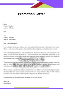 Army Promotion Letter Sample with Examples [Word Editable]