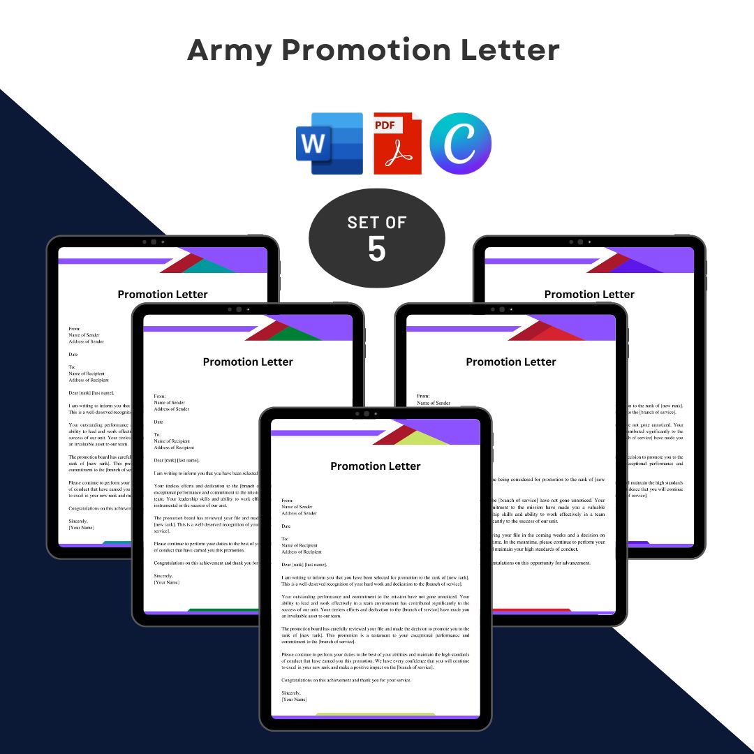 Army Promotion Letter Sample with Examples [Word Editable]