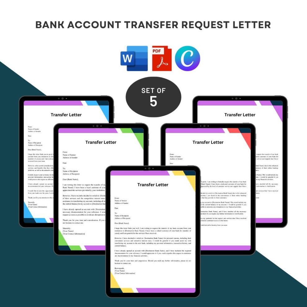 Bank Account Transfer Request Letter Template – Download Now