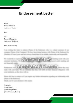 Bank Endorsement Letter Sample with Examples [Word]