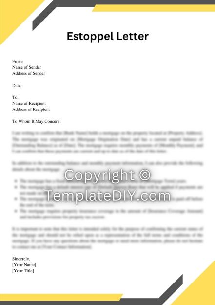 Bank Estoppel Letter Sample with Examples [Word Editable]