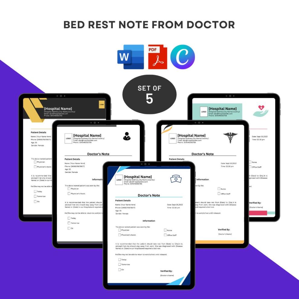 Bed Rest Note from Doctor Template | PDF & Word