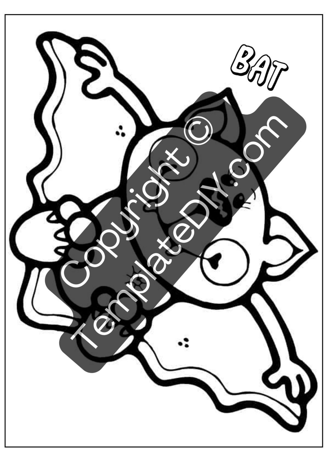 Halloween Bat Coloring Pages Template Printable PDF