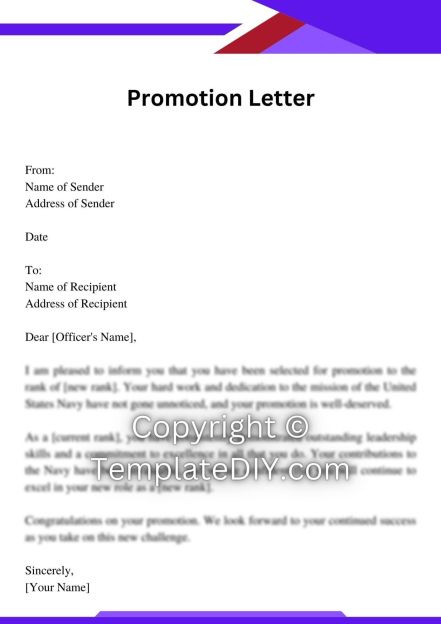Navy Officer Promotion Letter Sample with Examples [Word]