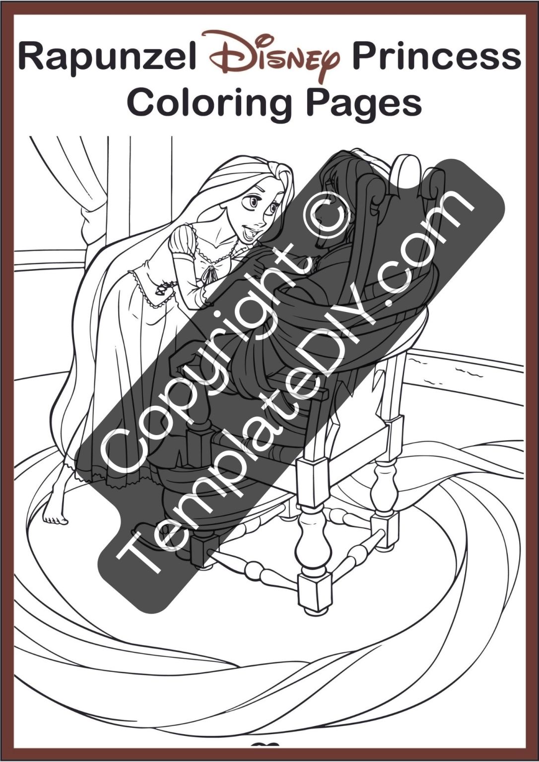 Rapunzel Disney Princess Coloring Pages Template PDF