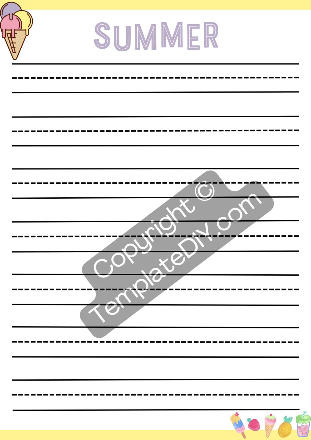 Summer Writing Paper Printable Template PDF, Word [Editable]