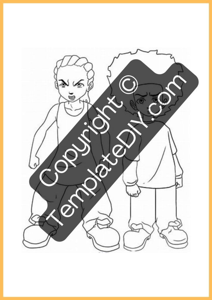 Boondocks Coloring Pages Template Printable Blank PDF