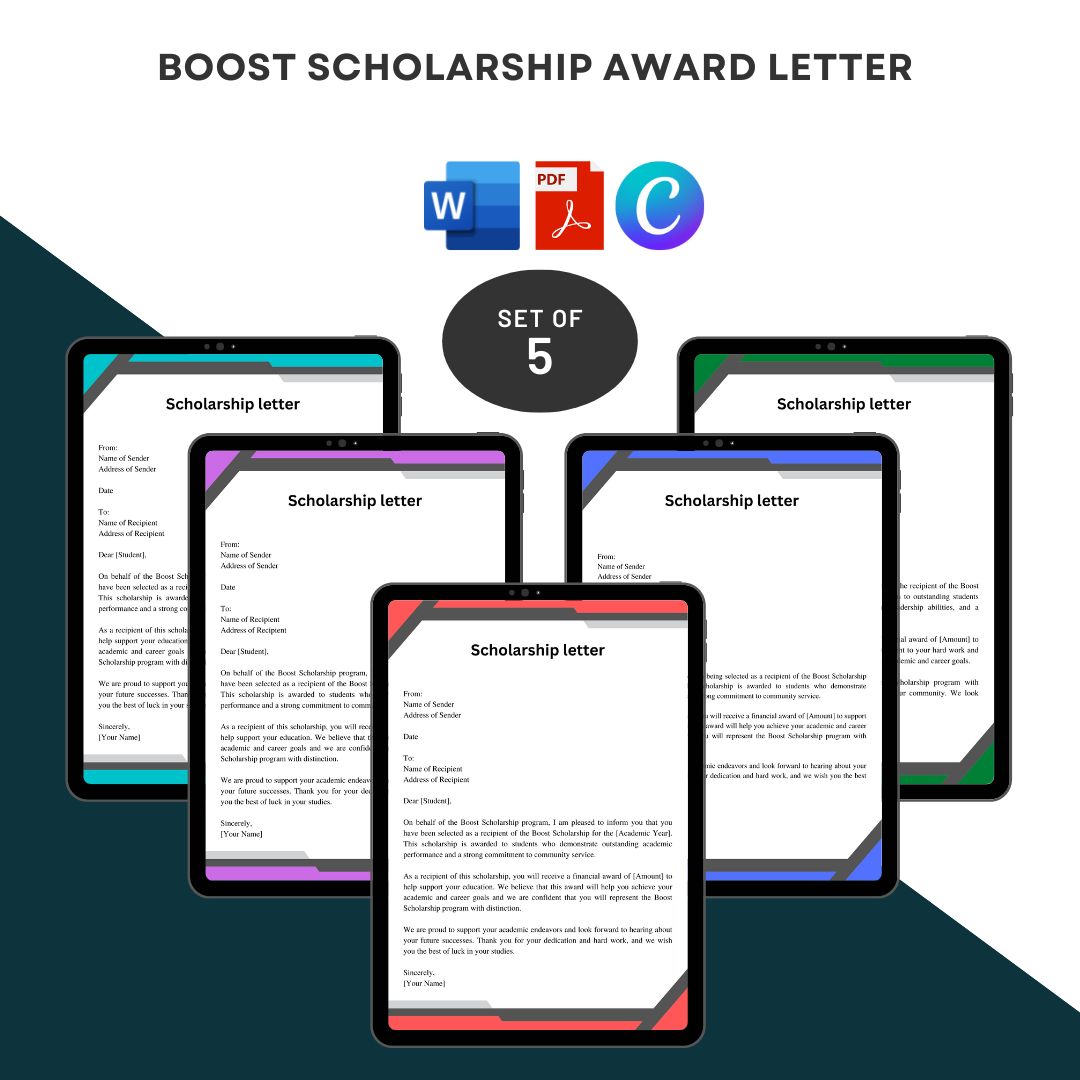Boost Scholarship Award Letter Sample and Examples [Word]
