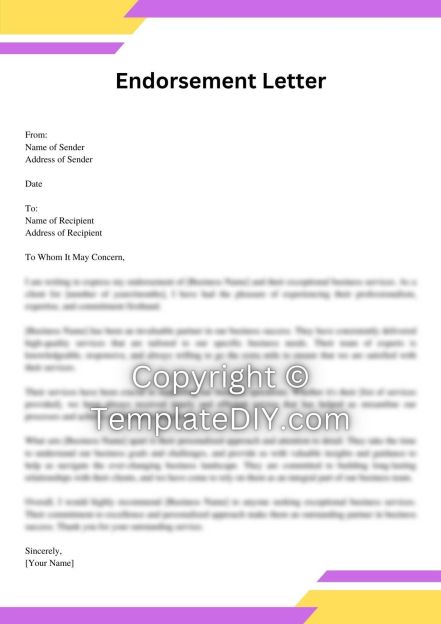 Business Endorsement Letter Examples & Templates in Word