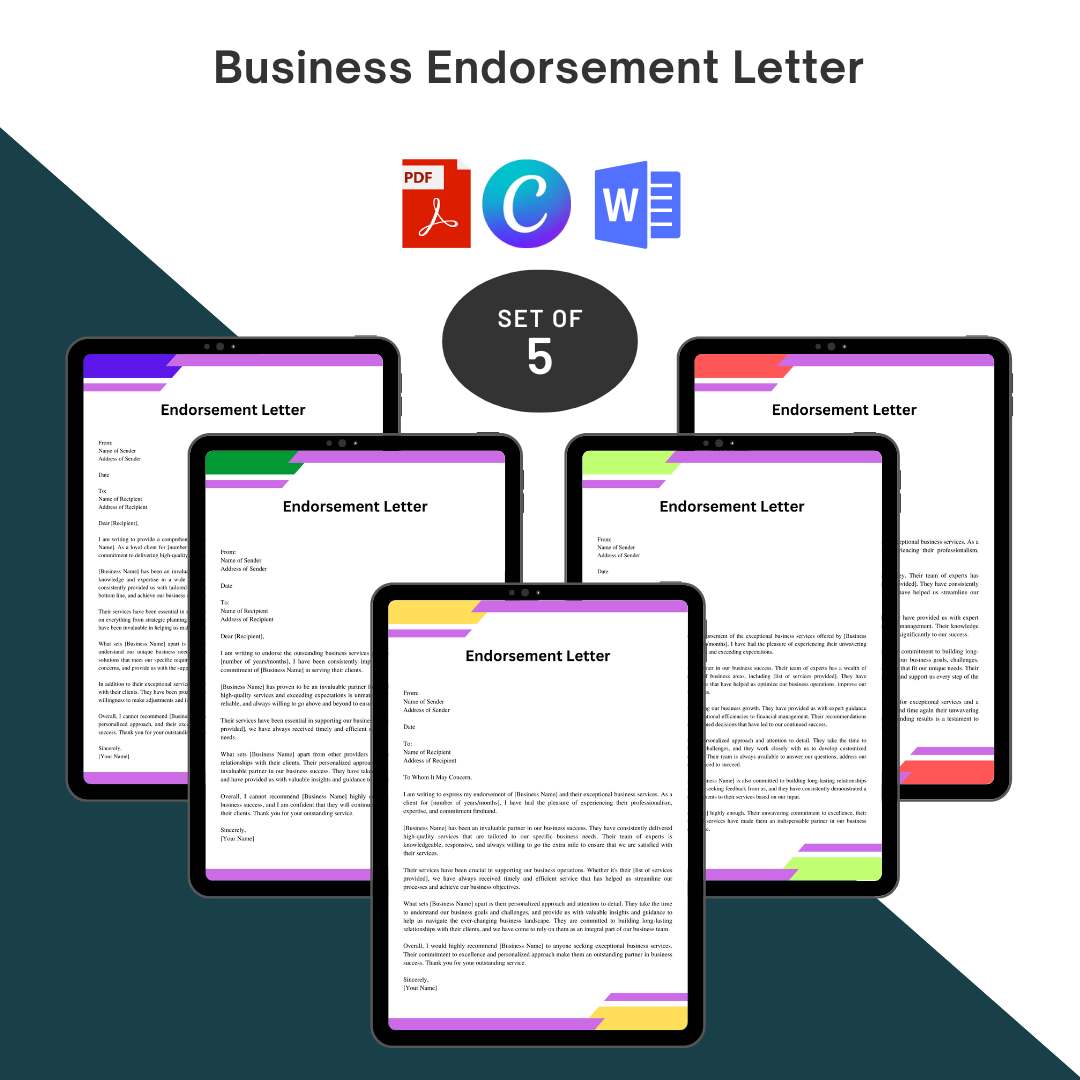 Business Endorsement Letter Examples & Templates in Word
