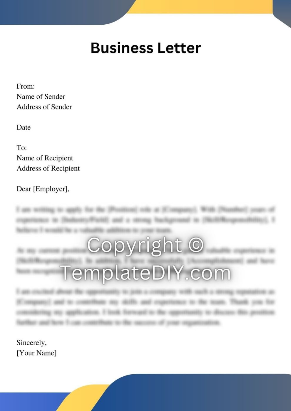 Business Letter for Job Application Sample with Examples