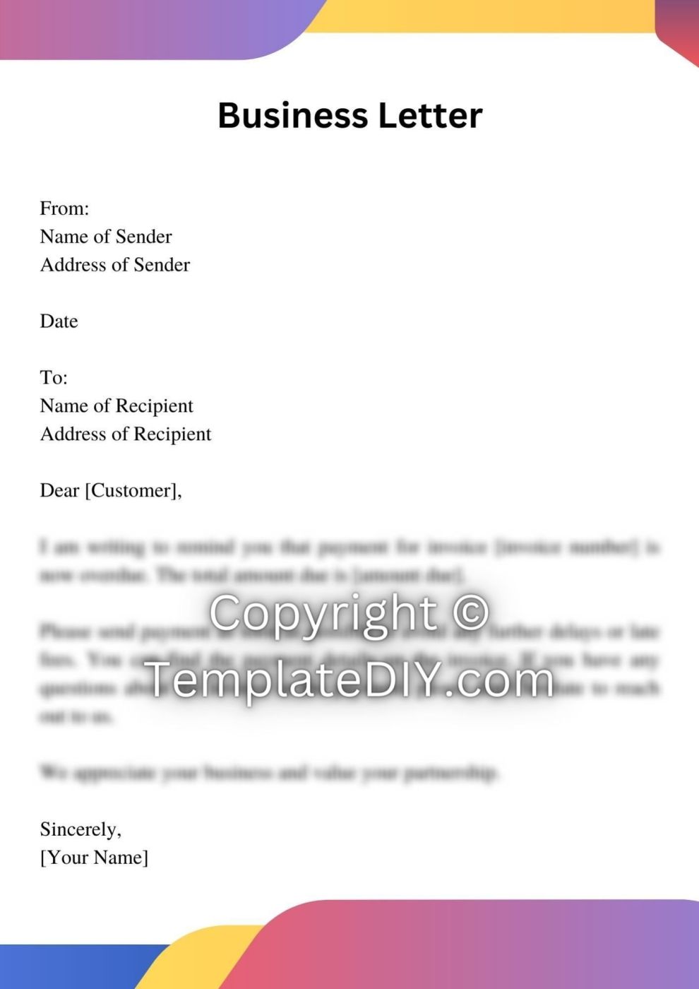 Business Letter for Payment Reminder Sample with Examples