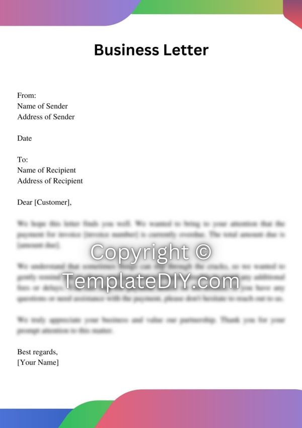 Business Letter for Payment Reminder Sample with Examples