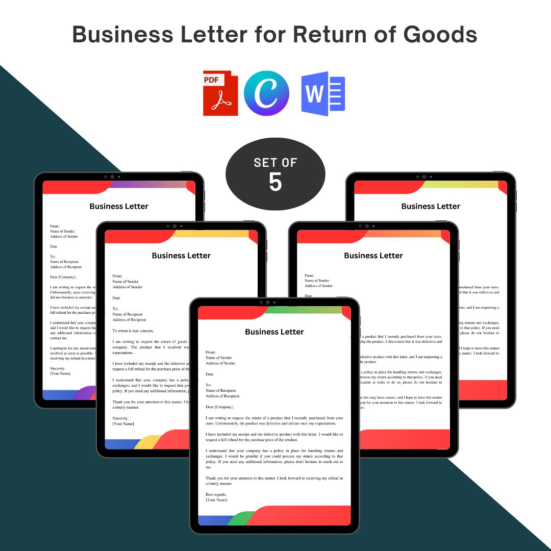 Business Letter for Return of Goods Sample with Examples
