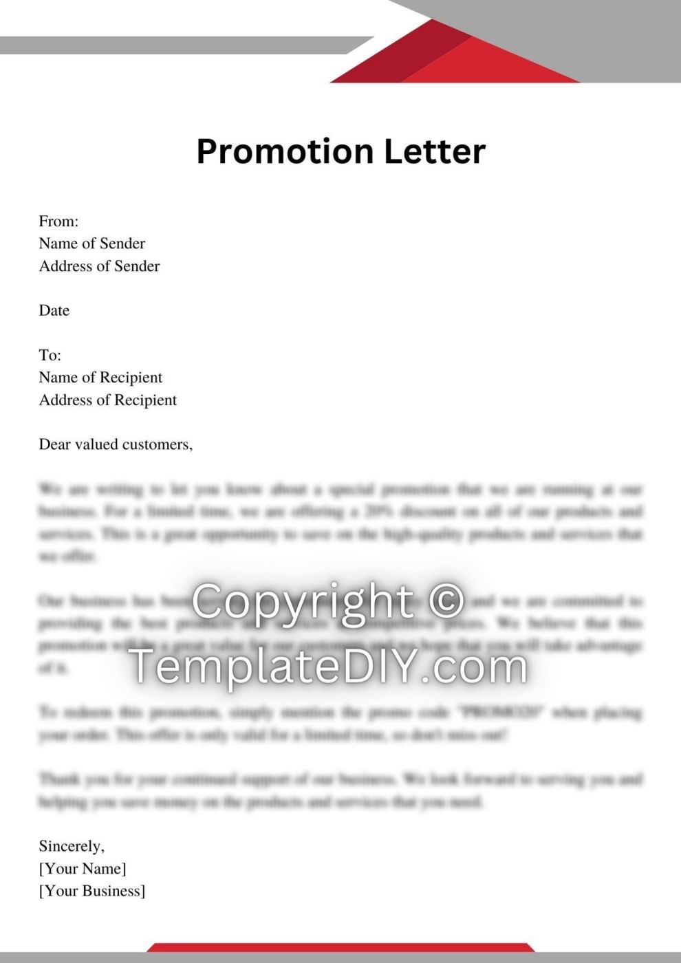Business Promotion Letter Sample with Examples [Word]