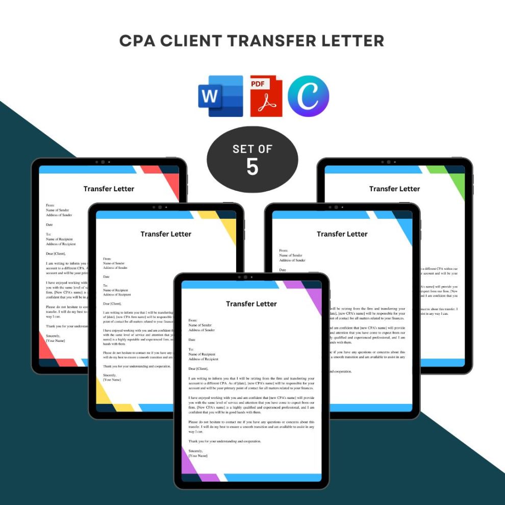 CPA Client Transfer Letter Sample with Examples [Word]