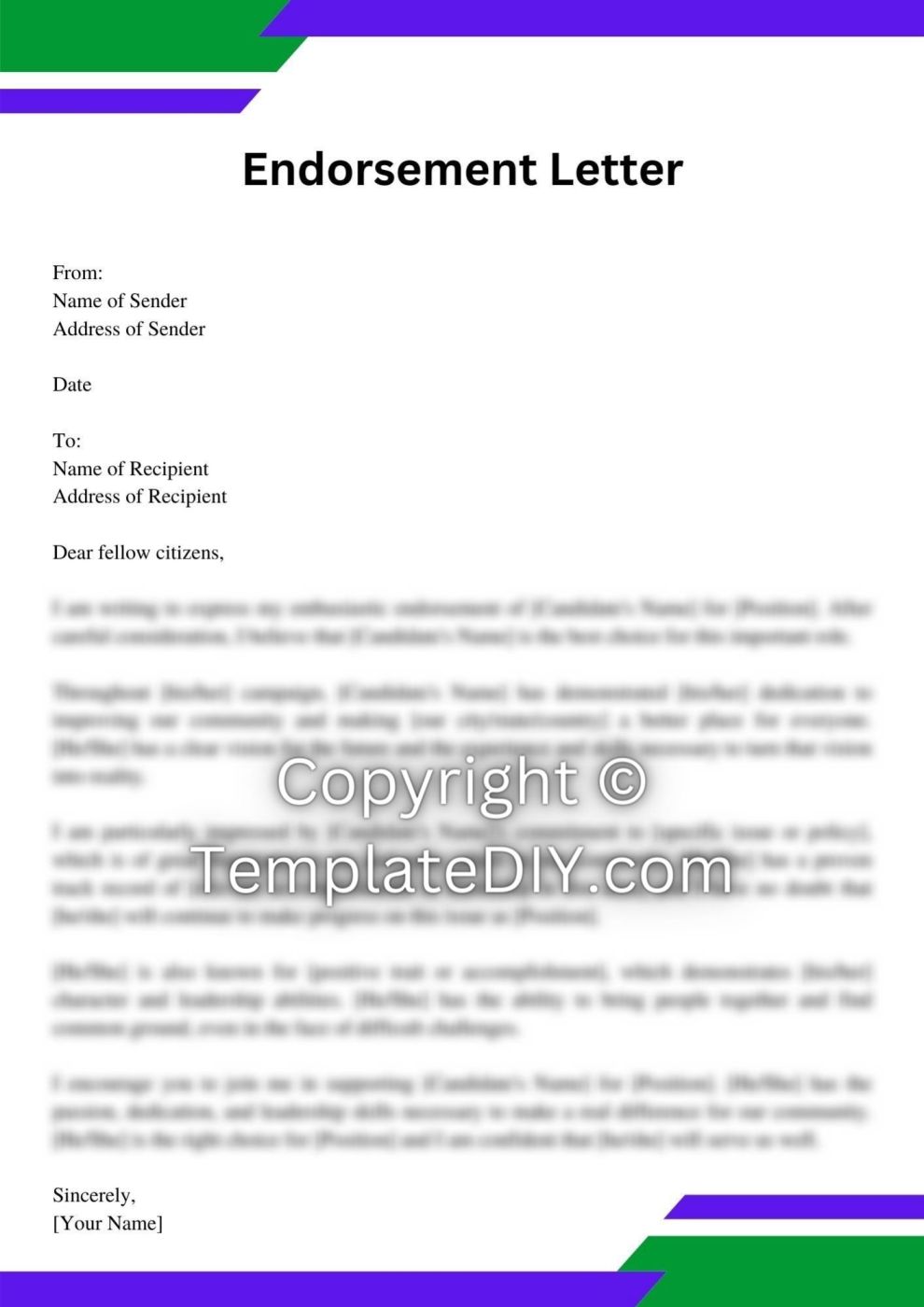 Campaign Endorsement Letter Sample with Examples [Word]