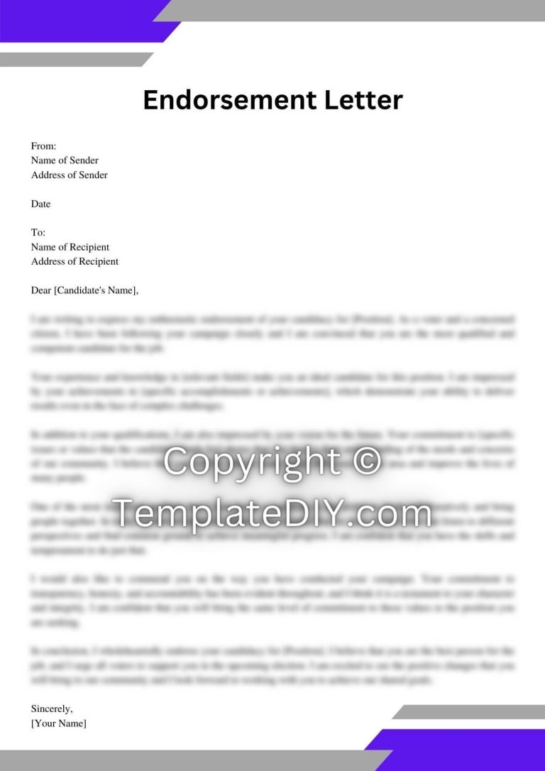Candidate Endorsement Letter Sample with Examples [Word]