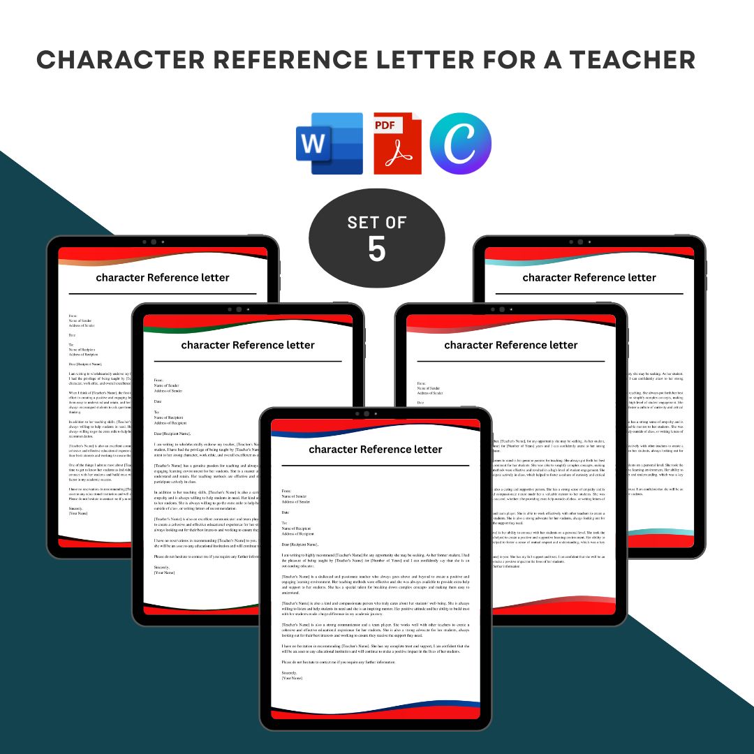 Character Reference Letter for A Teacher Sample Examples