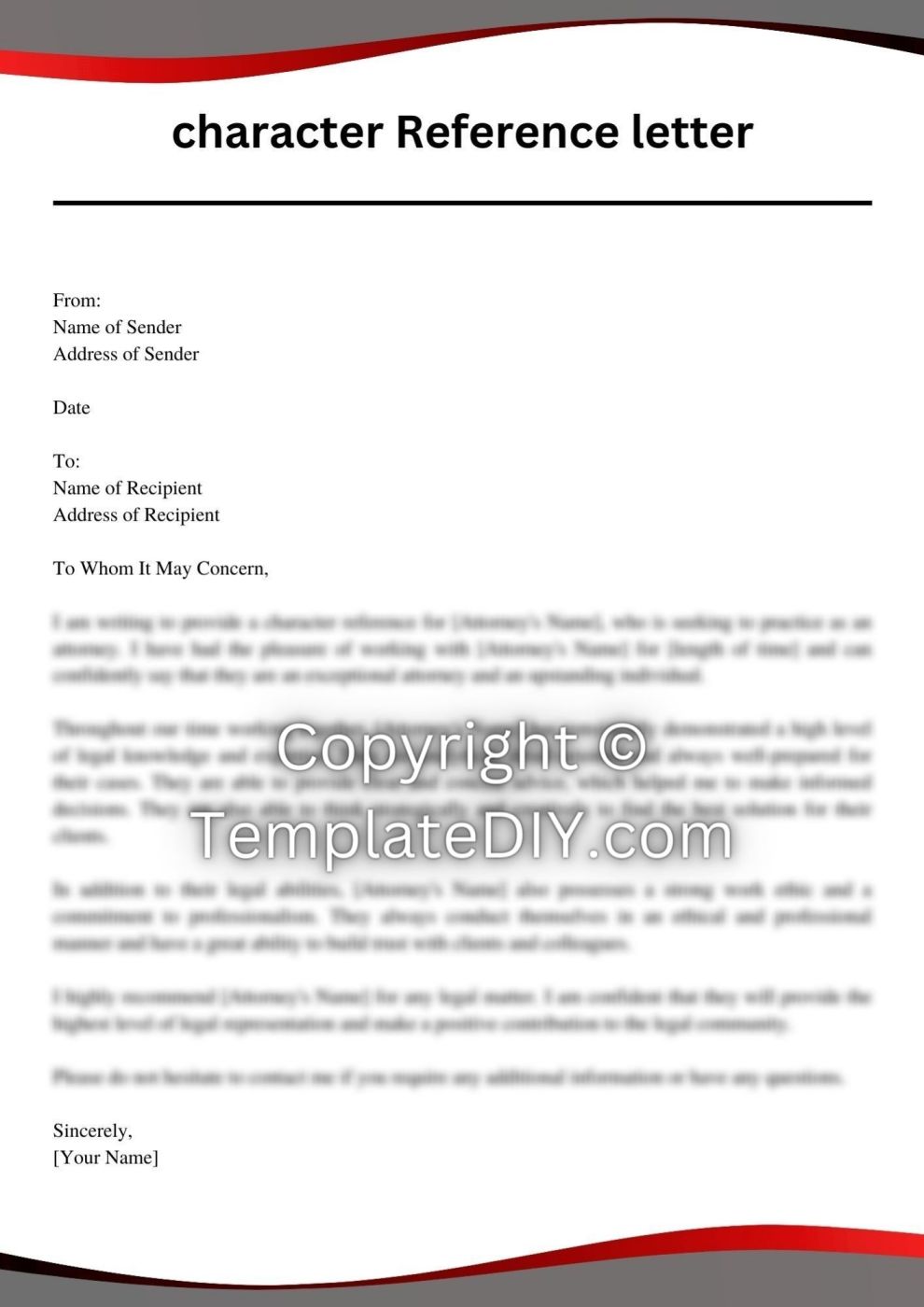 Character Reference Letter For Attorney Sample with Examples