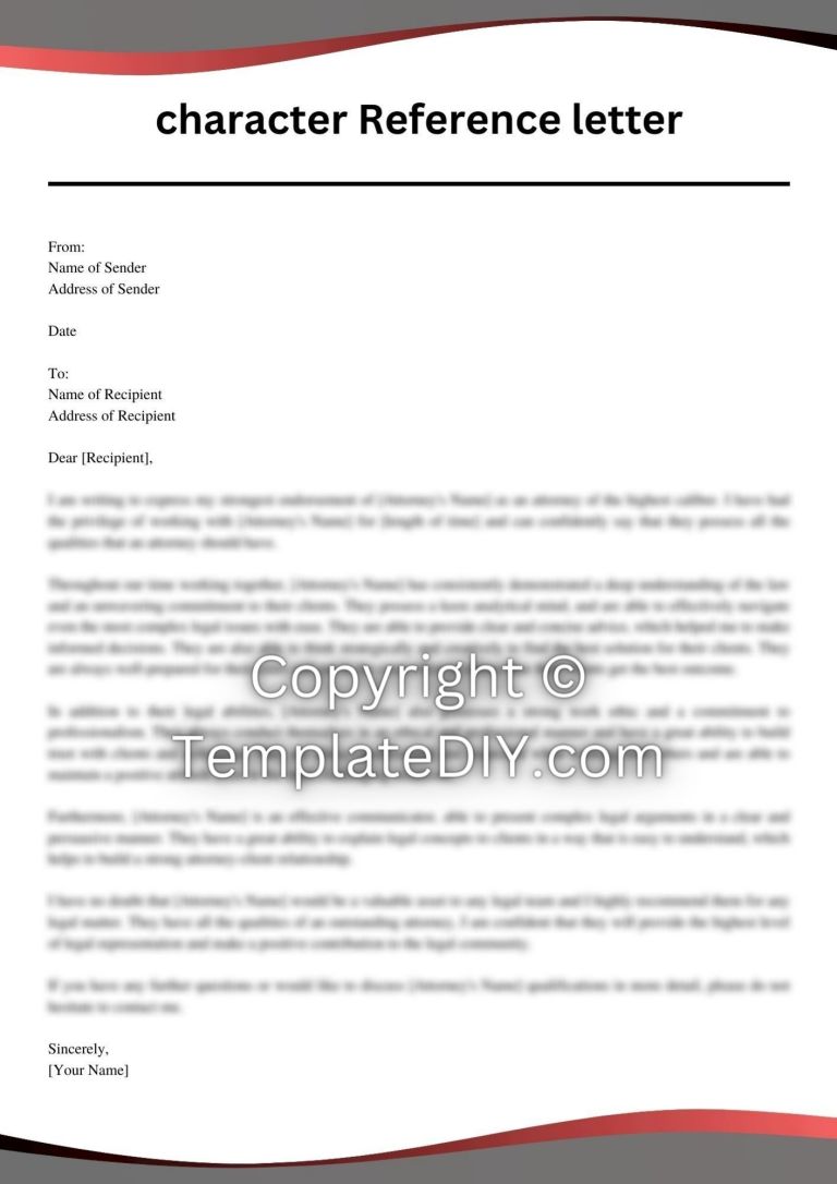 Character Reference Letter For Attorney Sample with Examples