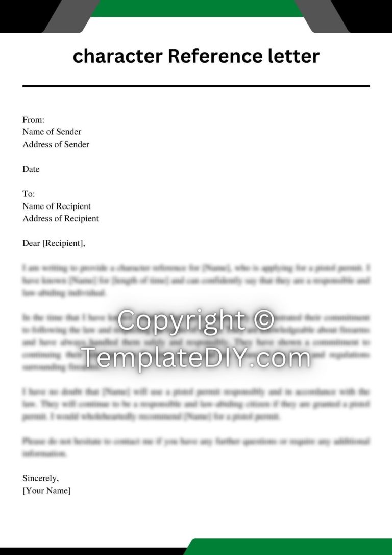 Character Reference Letter For Pistol Permit Sample Examples