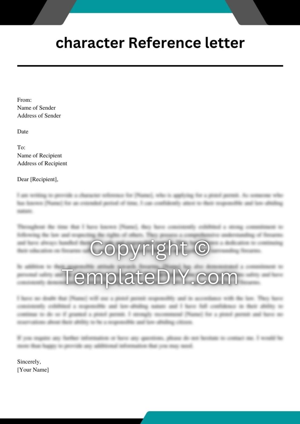 Character Reference Letter For Pistol Permit Sample Examples