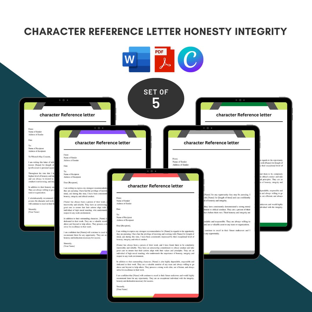 Integrity & Honesty Character Reference Letter – Sample Template