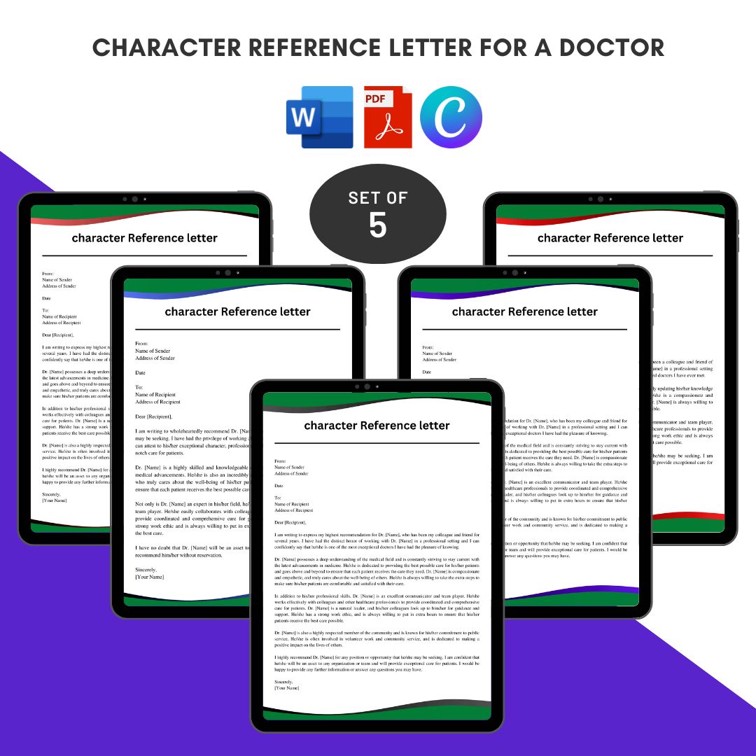 Download Character Reference Letter for a Doctor in PDF & Word