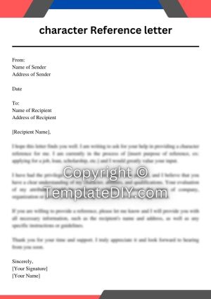 Character Reference Request Letter Sample with Examples