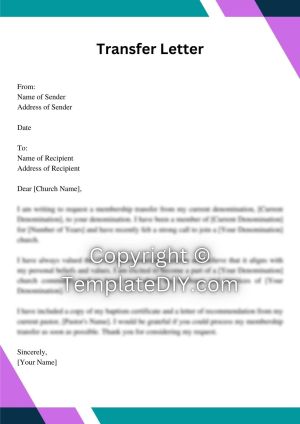 Church Membership Transfer Letter Sample with Examples