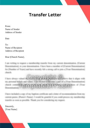 Church Membership Transfer Letter Sample with Examples