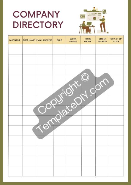 Printable Company Directory Template for Businesses