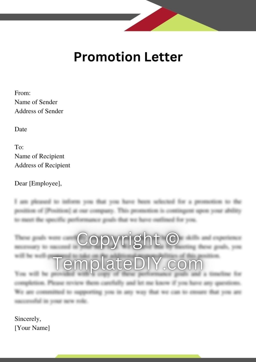 Conditional Promotion Letter Sample with Examples [Word]