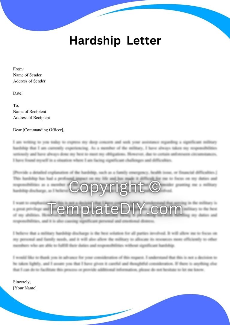 Debt Hardship Letter Sample Template with Examples [Word]