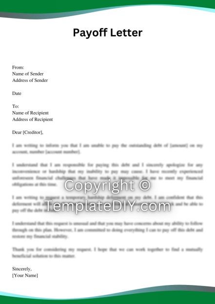 Debt Payoff Letter Sample Template with Examples [Word]