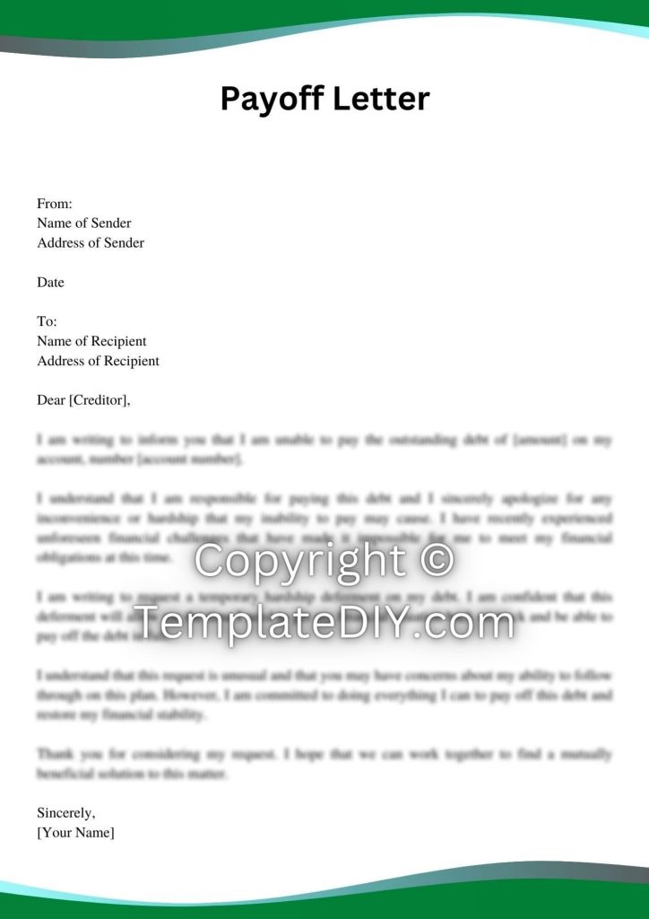 Debt Payoff Letter Sample Template with Examples [Word]