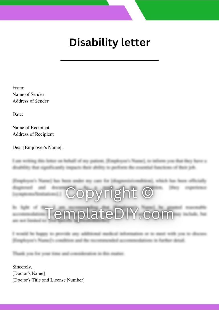 Disability Letter from Doctor Sample | PDF & Word Template