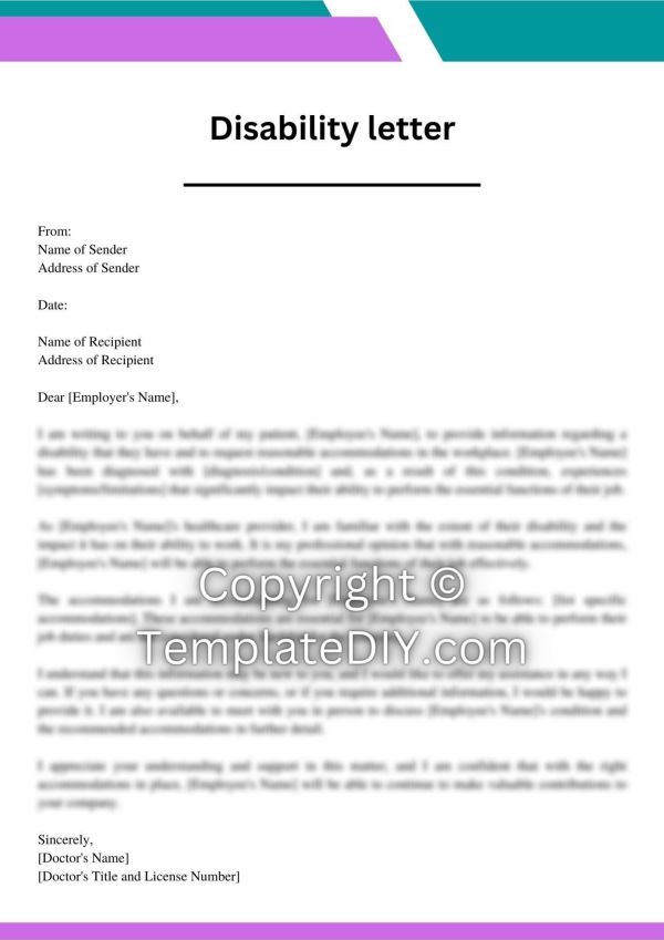 Disability Letter from Doctor Sample | PDF & Word Template