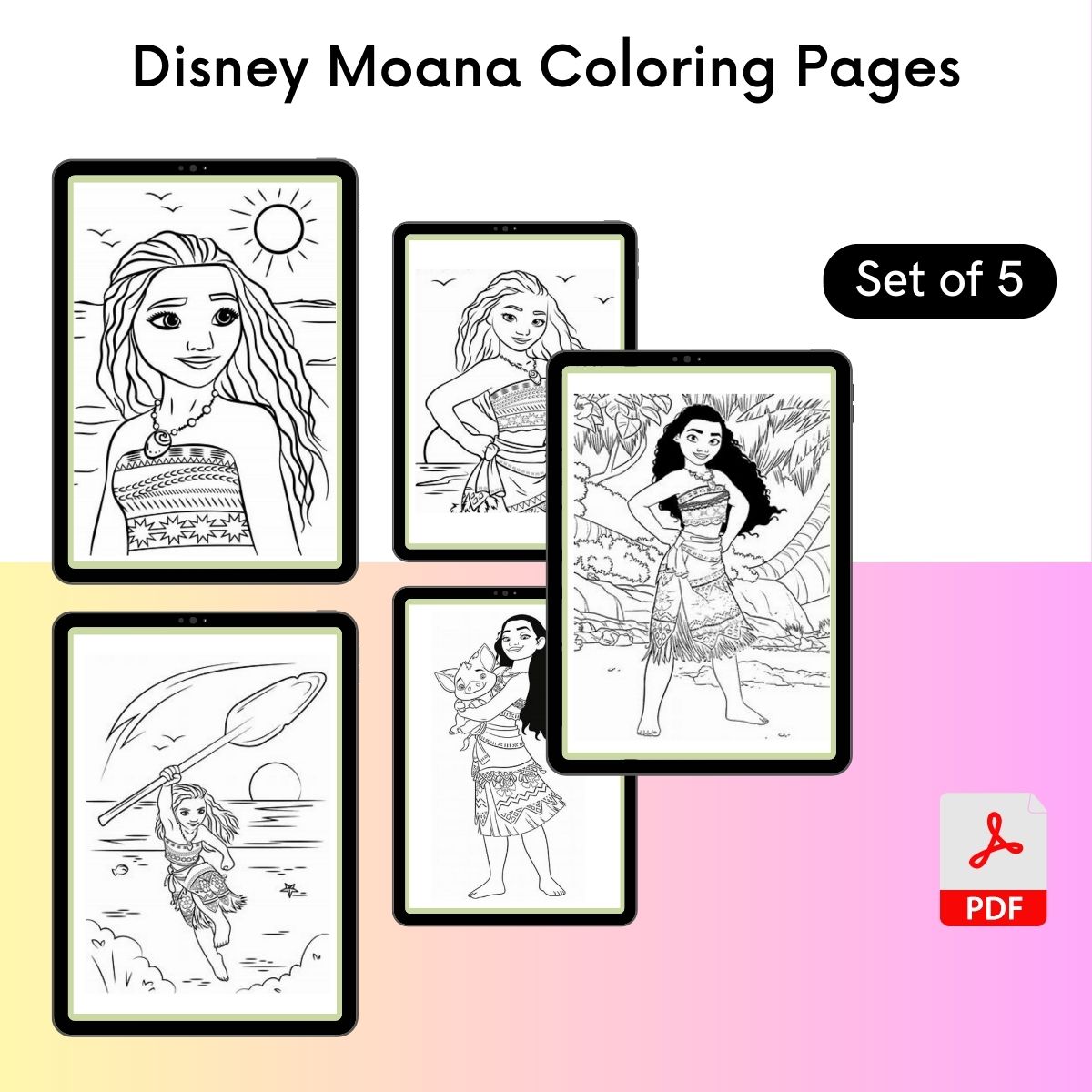 Disney Moana Coloring Pages Printable Template PDF