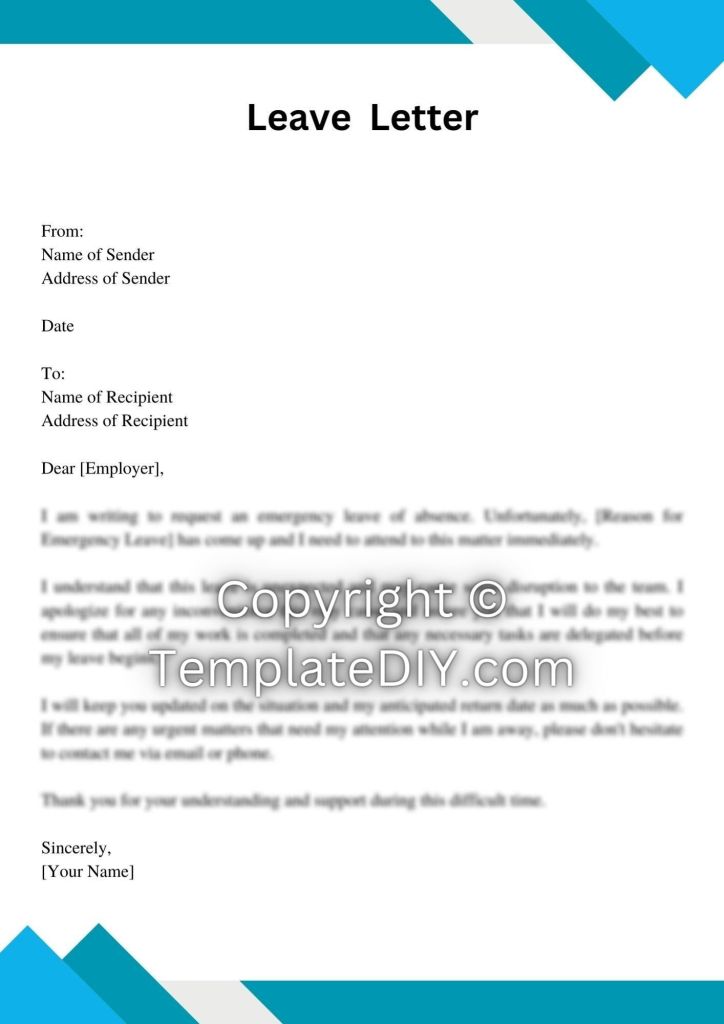 Download Emergency Leave Letter Sample & Template