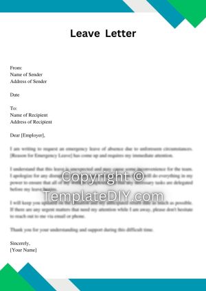 Download Emergency Leave Letter Sample & Template