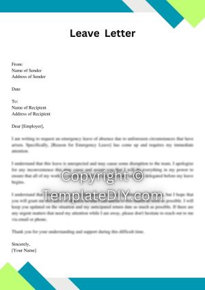 Download Emergency Leave Letter Sample & Template